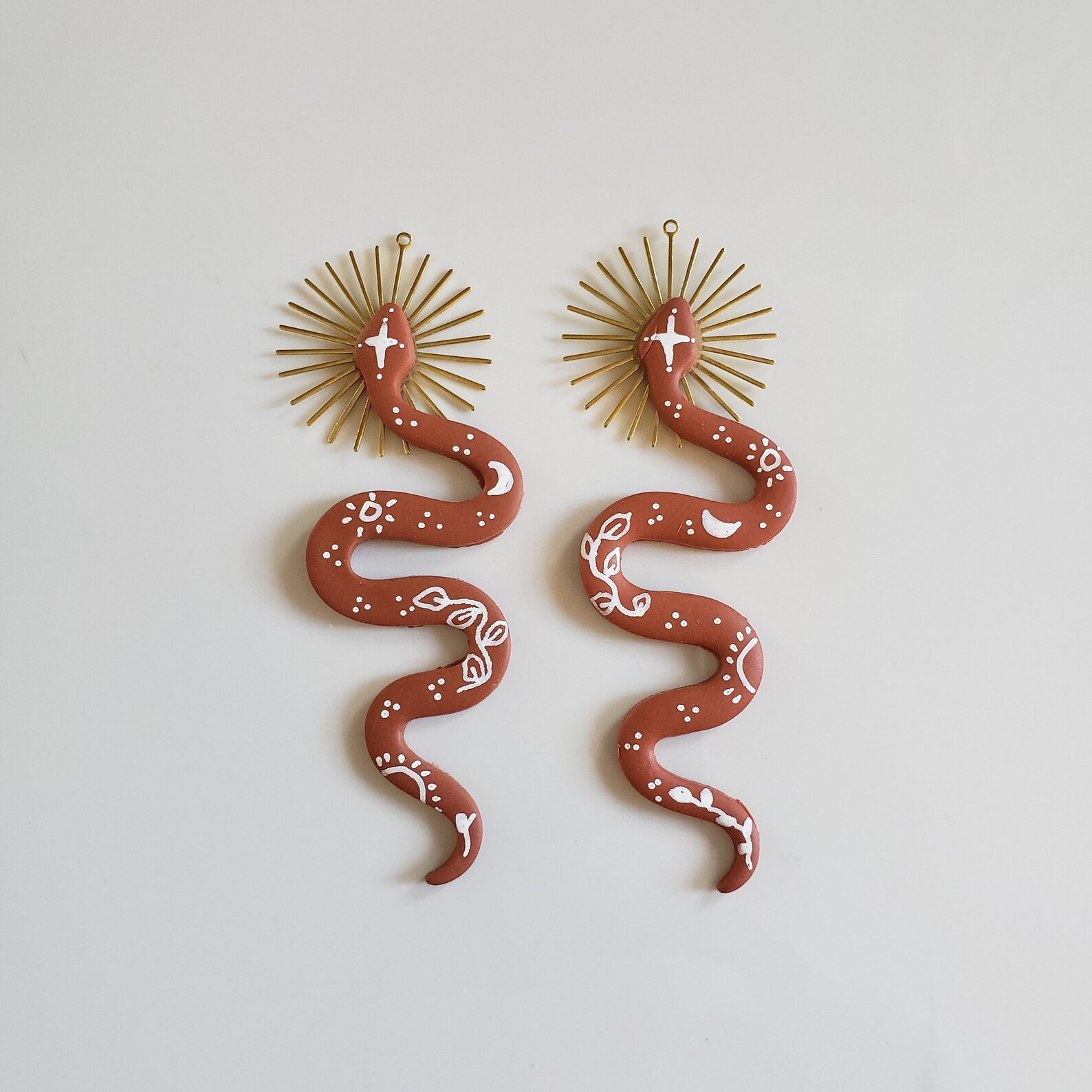 Sun Goddess Snake Earrings Boho Snake Dangles Pagan Snake - Etsy
