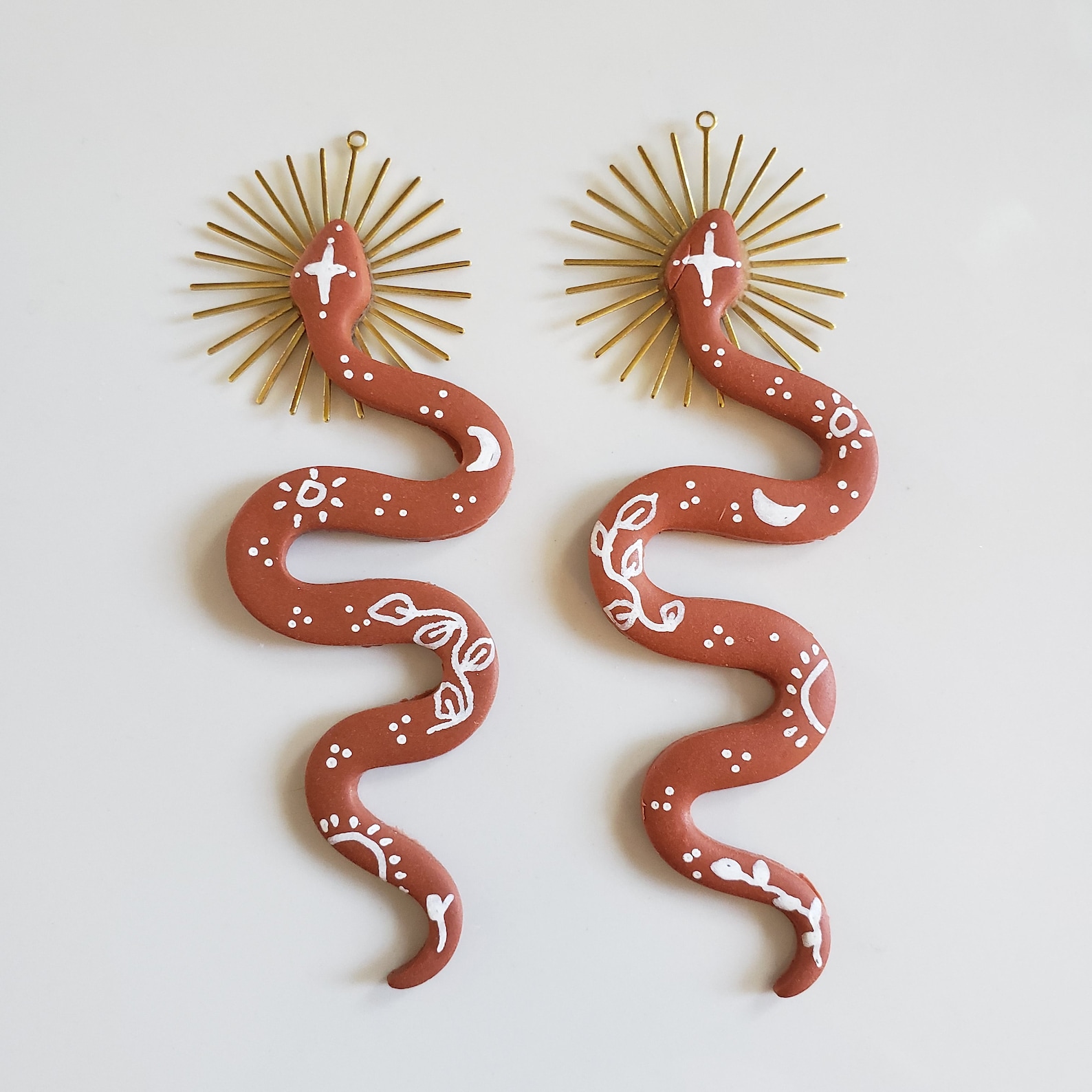 Sun Goddess Snake Earrings Boho Snake Dangles Pagan Snake - Etsy