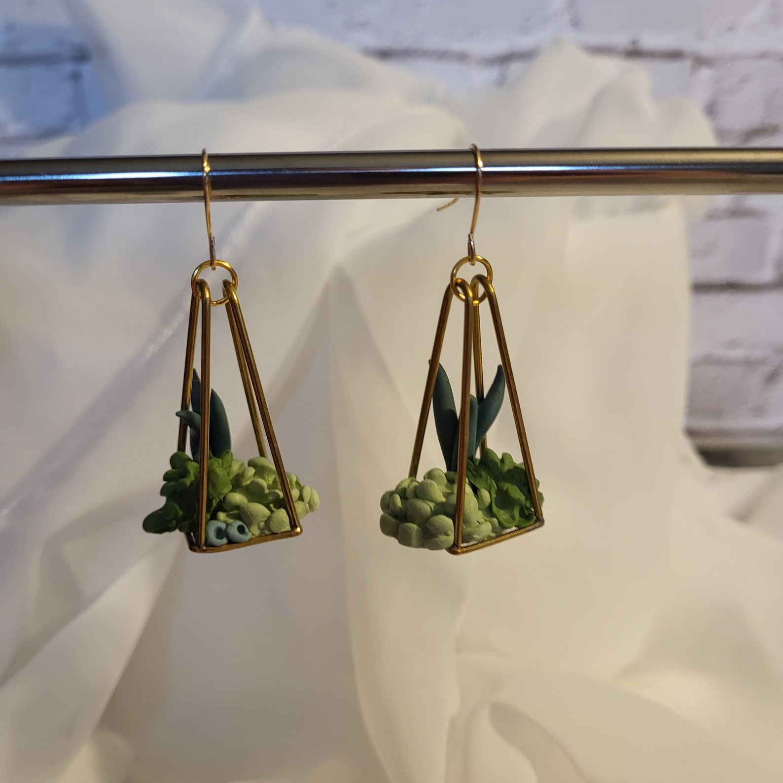 Succulent Terrarium Earrings, Pyramid Terrarium, Statement Earrings ...