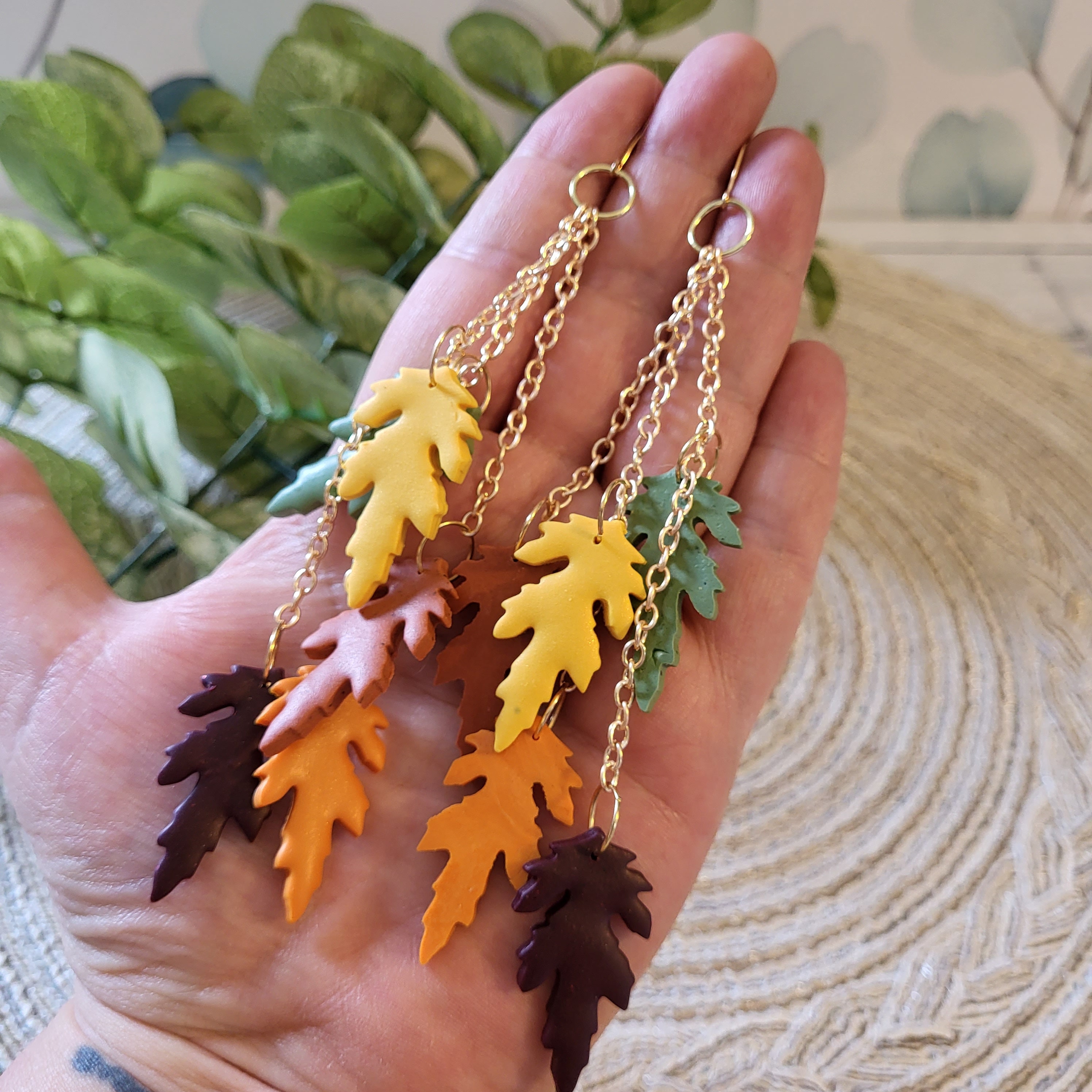 Falling Oak Leaf Dangles Autumn Leaves Colorful Dangles - Etsy