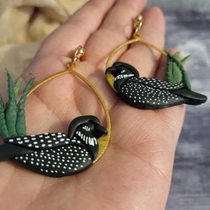 Polymer Clay Loon Earrings, Canadian Wildlife Bird Jewelry - Etsy