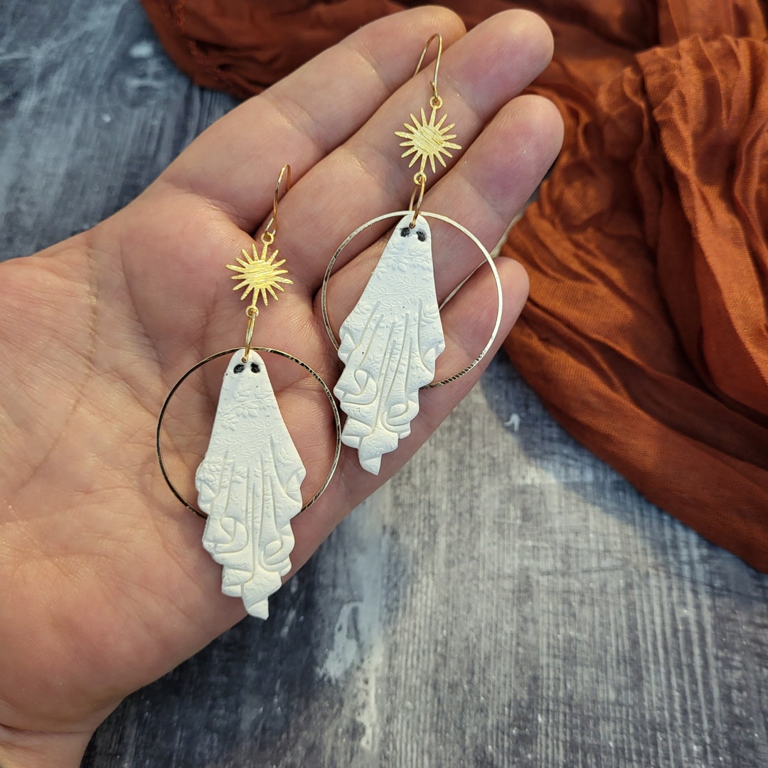 Textured Ghost Earrings, Autumn Earrings, Fall Earrings, Spooky ...