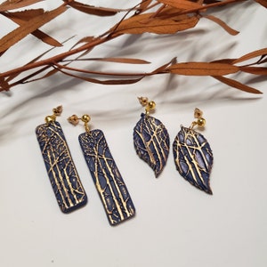 Blue and Gold Forest Earrings, Tree Earrings, Forest Jewelry, Tree ...
