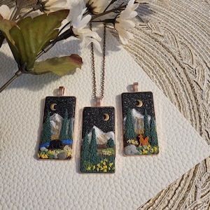 Sculpted Mountain Landscape Necklace: Rose Gold Forest Pendant - Etsy