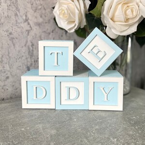 Personalised Blue Baby Blocks - New Baby Boy Nursery Decor - Boys 1st ...