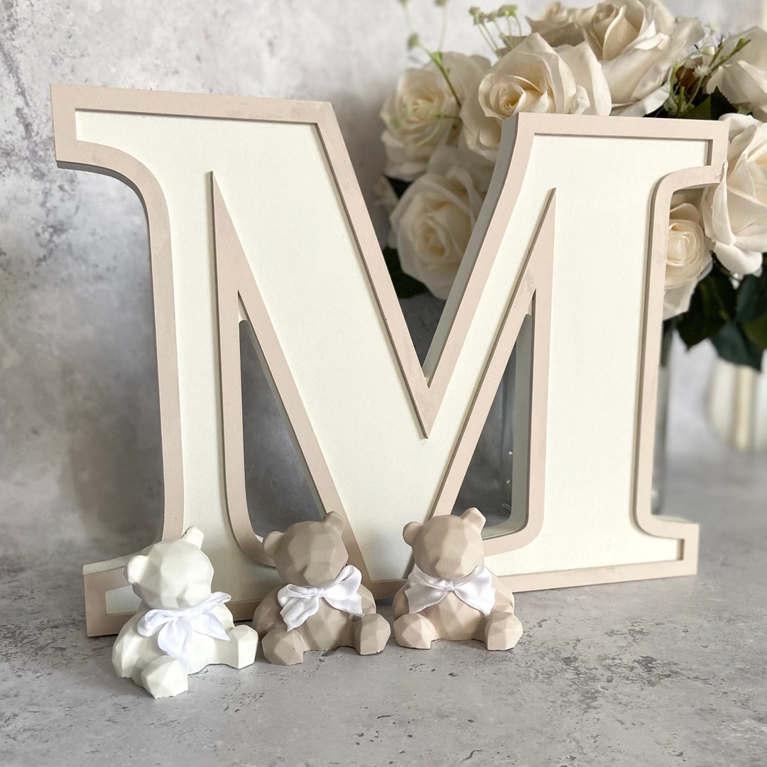 Bordered Letters - Large Wooden Letter for Bedroom Door - Framed Letter ...