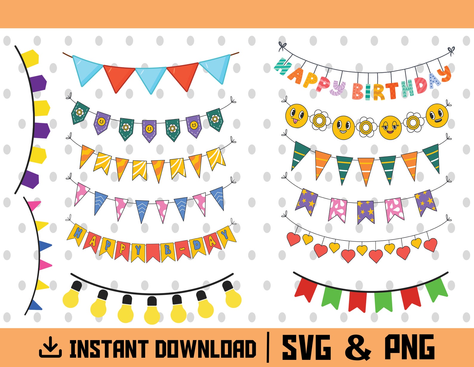 BUNTING BANNER SVG, Bunting Svg Cut Files for Cricut, Scallop Banner ...