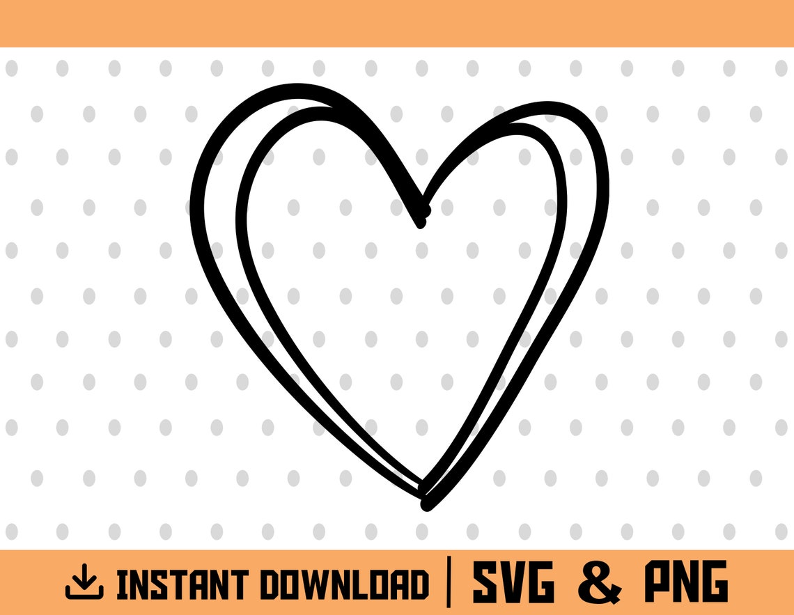 Heart SVG, Doodle Heart SVG, Crayon Heart SVG, Heart Outline Clipart, Valentine's Day Svg, Love ...