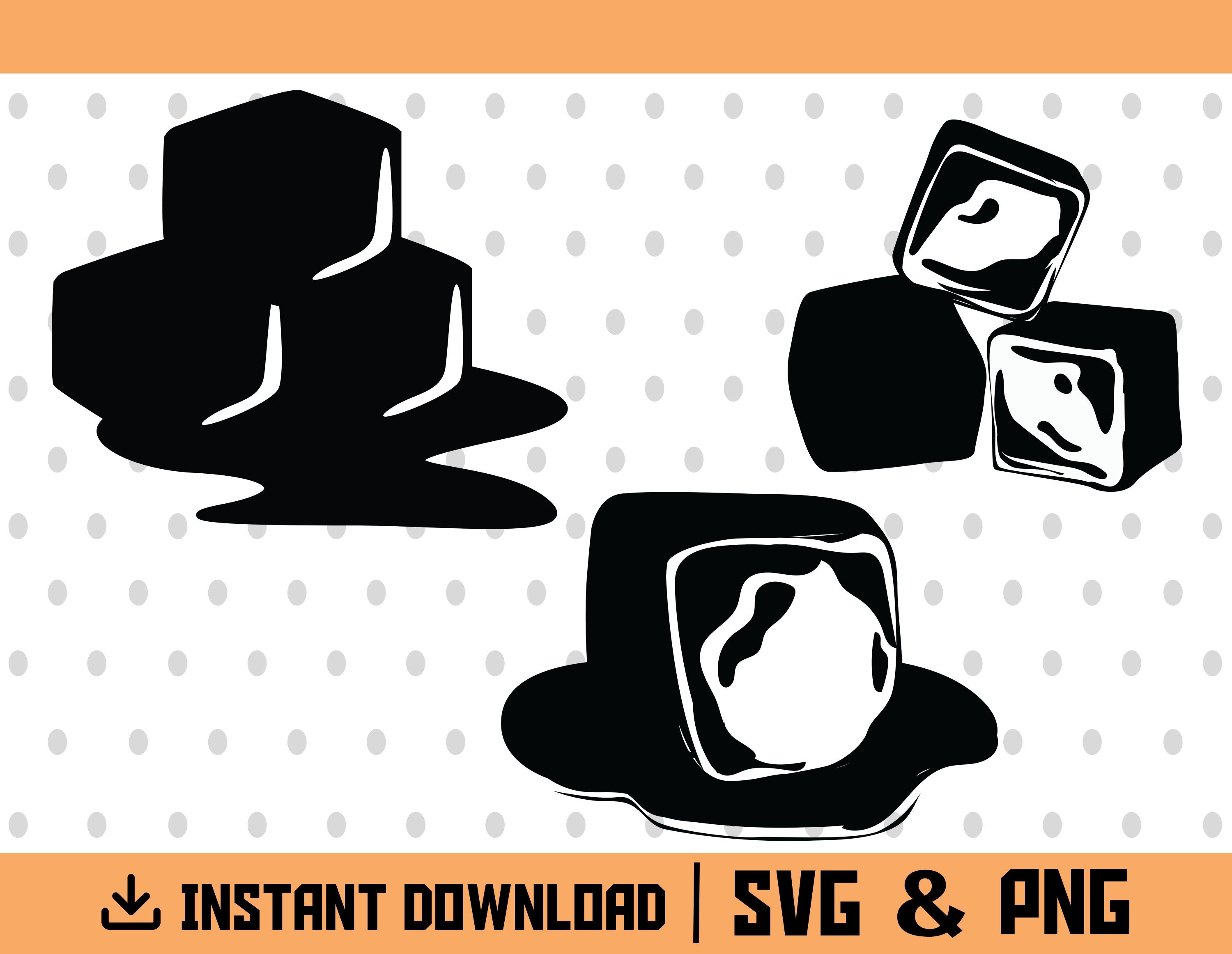 Melting Ice Cubes SVG Clip Art Cut File Silhouette Dxf Eps Png Jpg ...