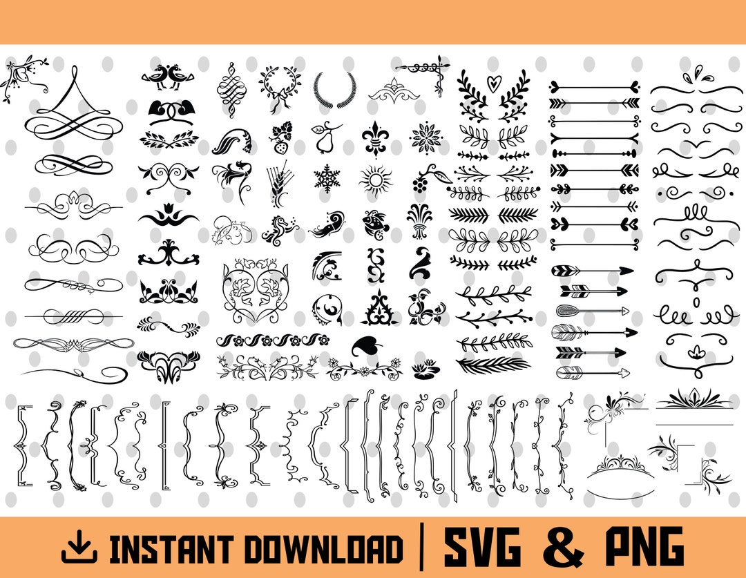 150 Decorative Elements SVG, Swirls SVG, Borders SVG, Flourishes Svg ...