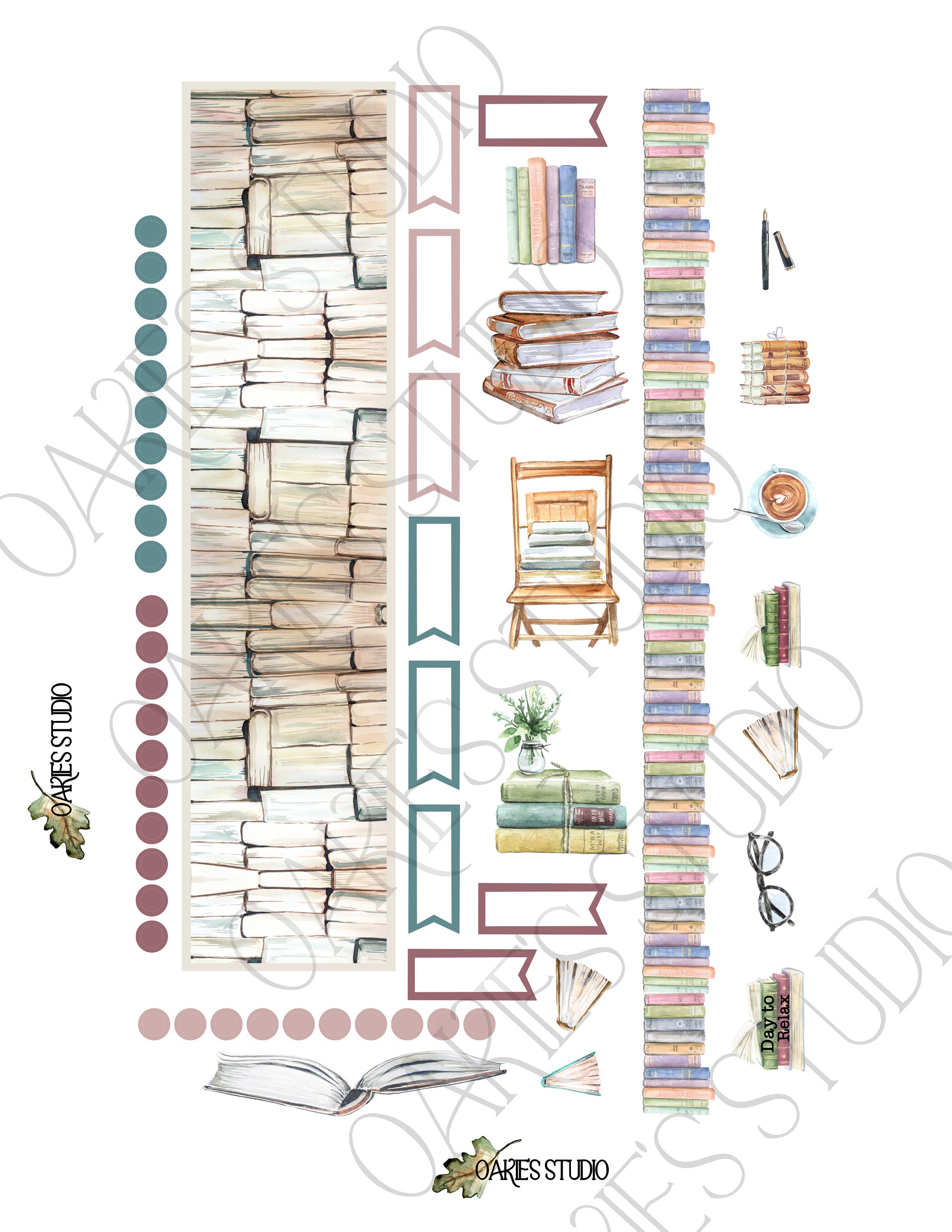 Book Reading Library Monthly Happy Planner Calendar Printable Journal ...