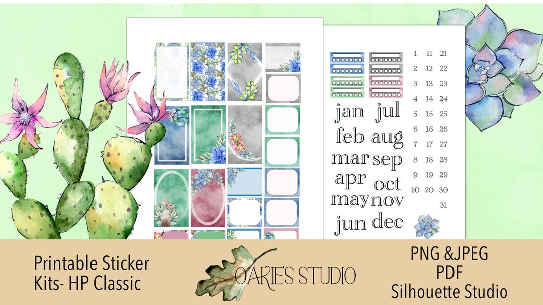 Colorful Cactus Watercolor Happy Planner Weekly Journal Kit Printable ...