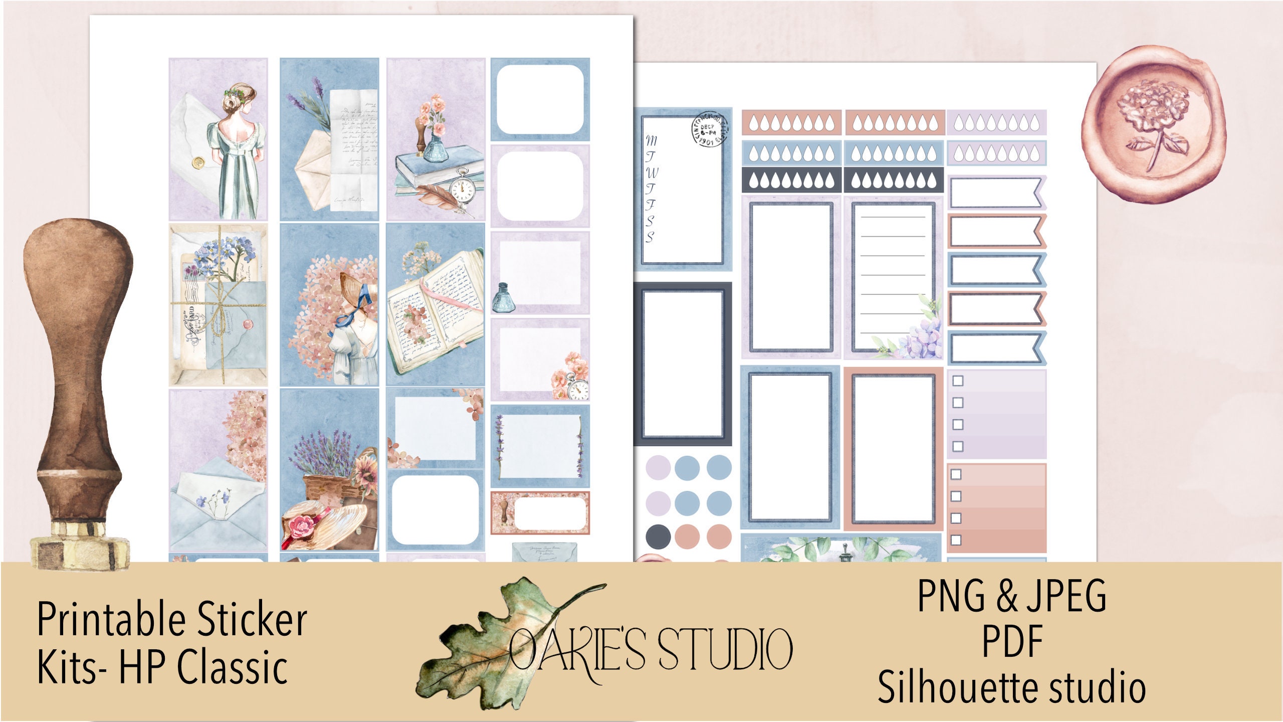 Pressed Flowers Love Letters Regency Happy Planner Weekly Journal Kit ...