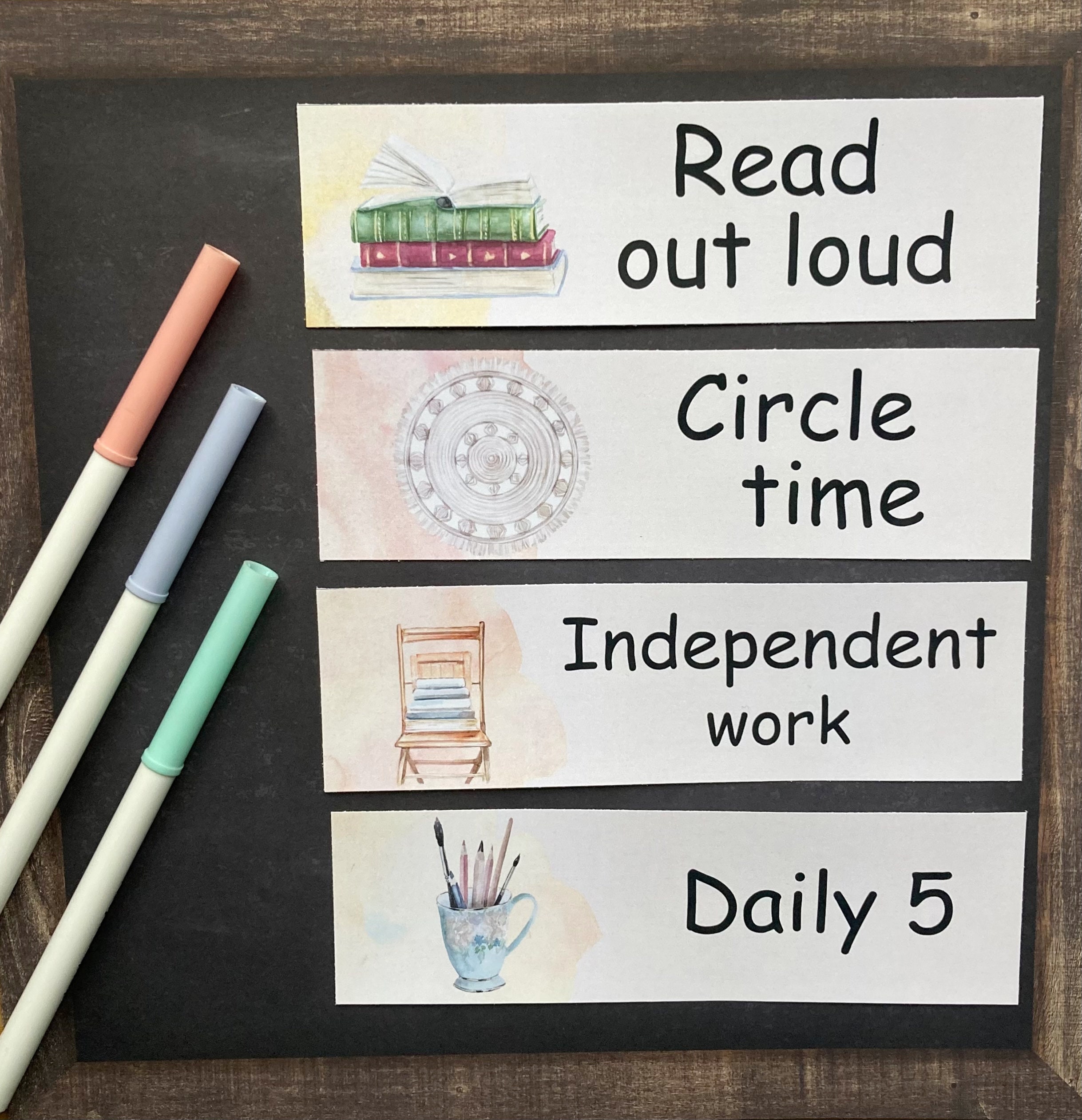 Visual Classroom Schedule and Watercolor Labels for Learning and ...