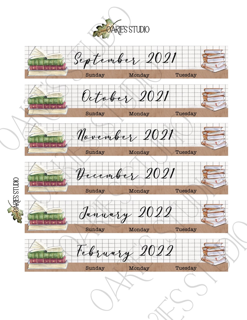Book Reading Library Monthly Happy Planner Calendar Printable Journal ...