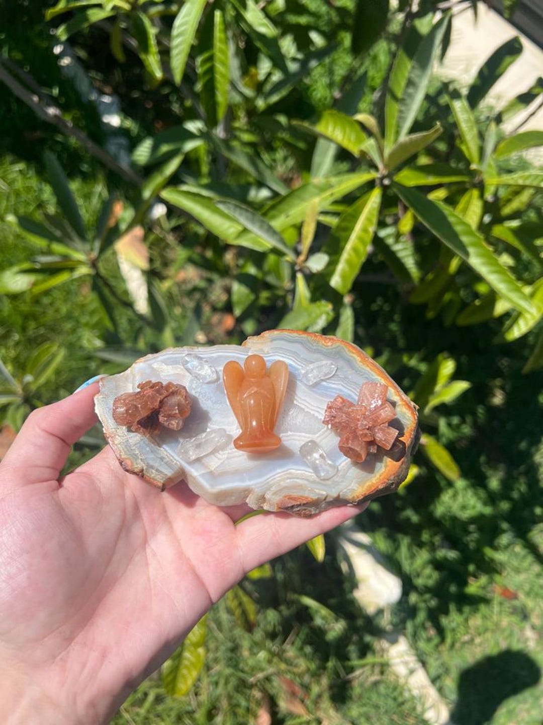 Self-confidence Crystal Grid Kit- Agate Plate, Aragonite, Quartz ...
