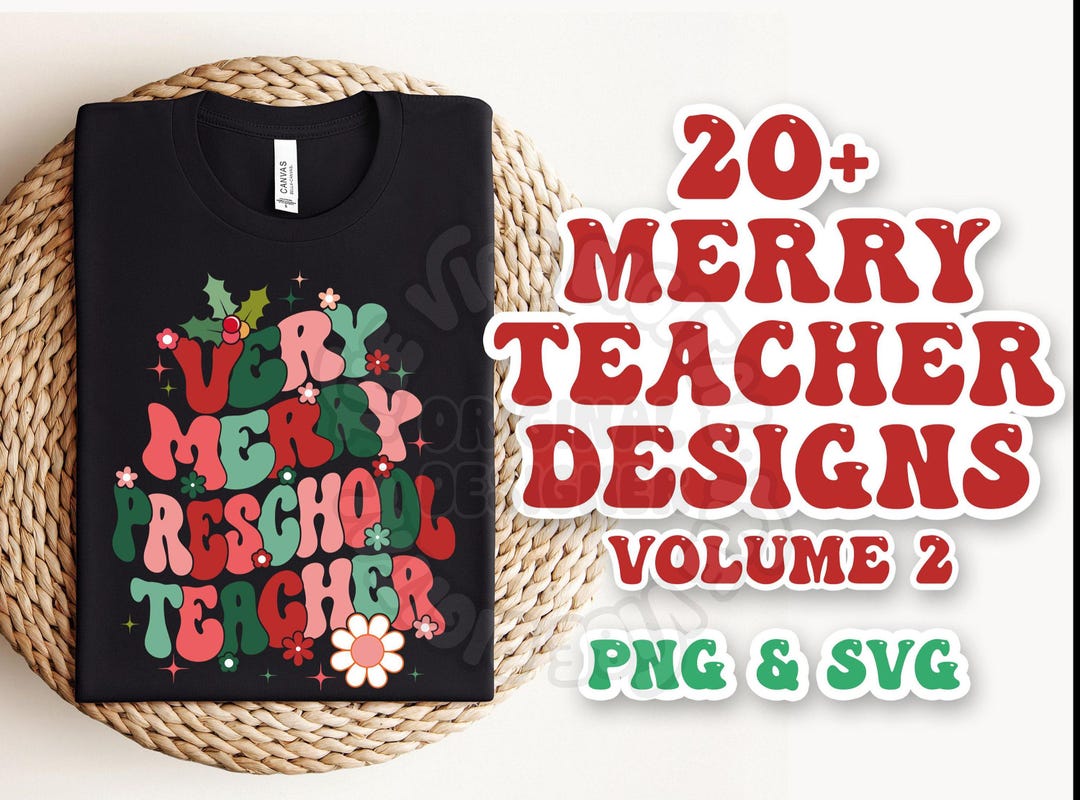 Merry TEACHER CHRISTMAS Png Bundle, Holiday SVG Sublimation Design ...
