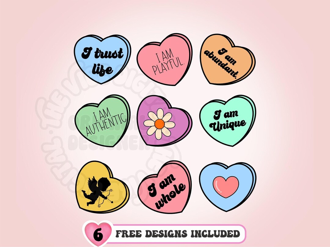 Positive Affirmations Heart Candy PNG valentine PNG, Happy Valentines ...