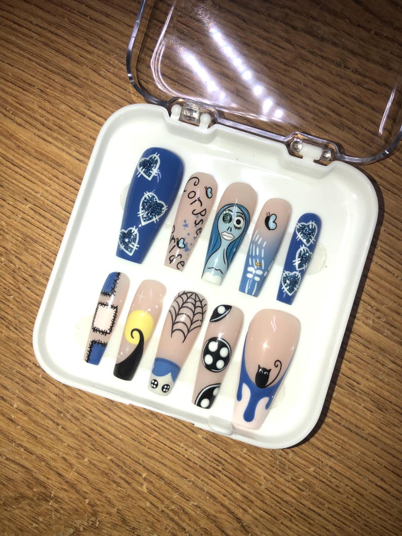 Coraline Corpse Bride Press on Nails: Halloween Nail Art - Etsy