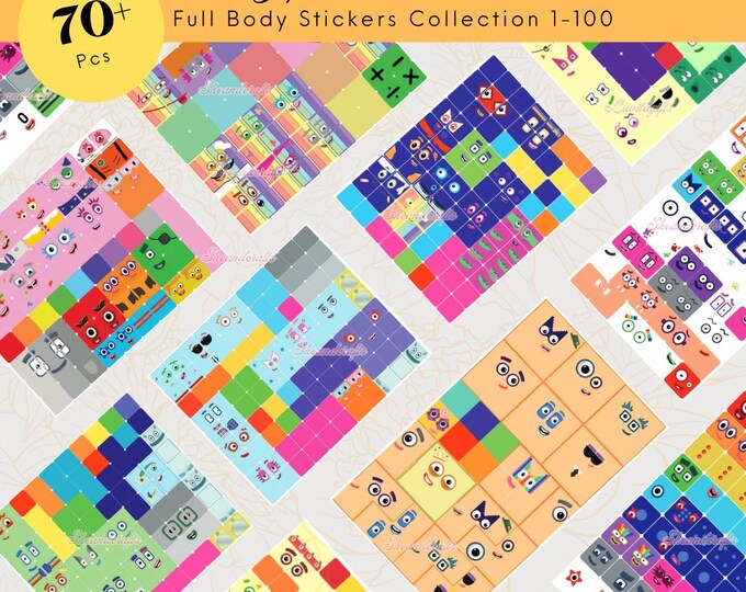 Numberblocks 0 - 100 Face and Body Stickers, Waterproof, Scratch and UV ...