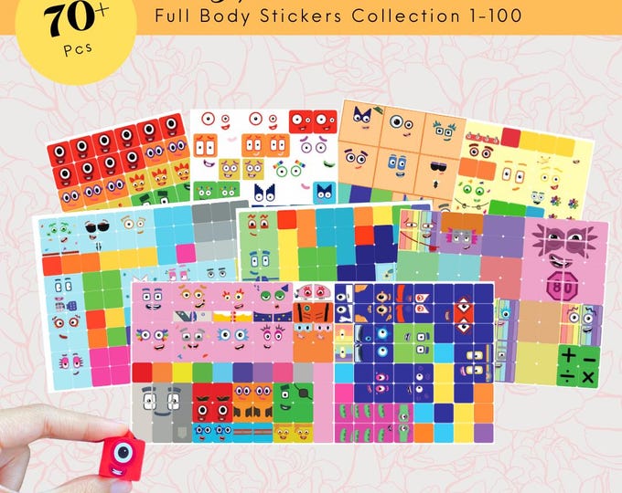 Numberblocks 0 - 100 Face and Body Stickers, Waterproof, Scratch and UV ...
