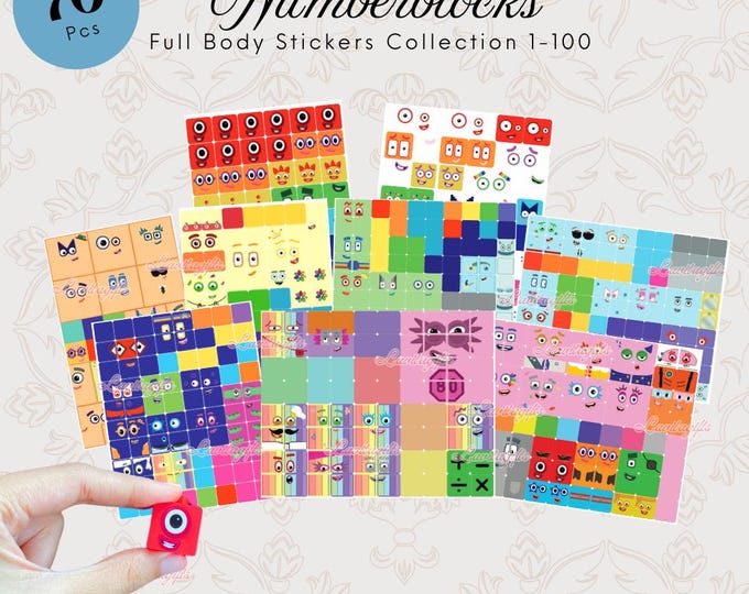 Numberblocks 0 - 100 Face and Body Stickers, Waterproof, Scratch and UV ...