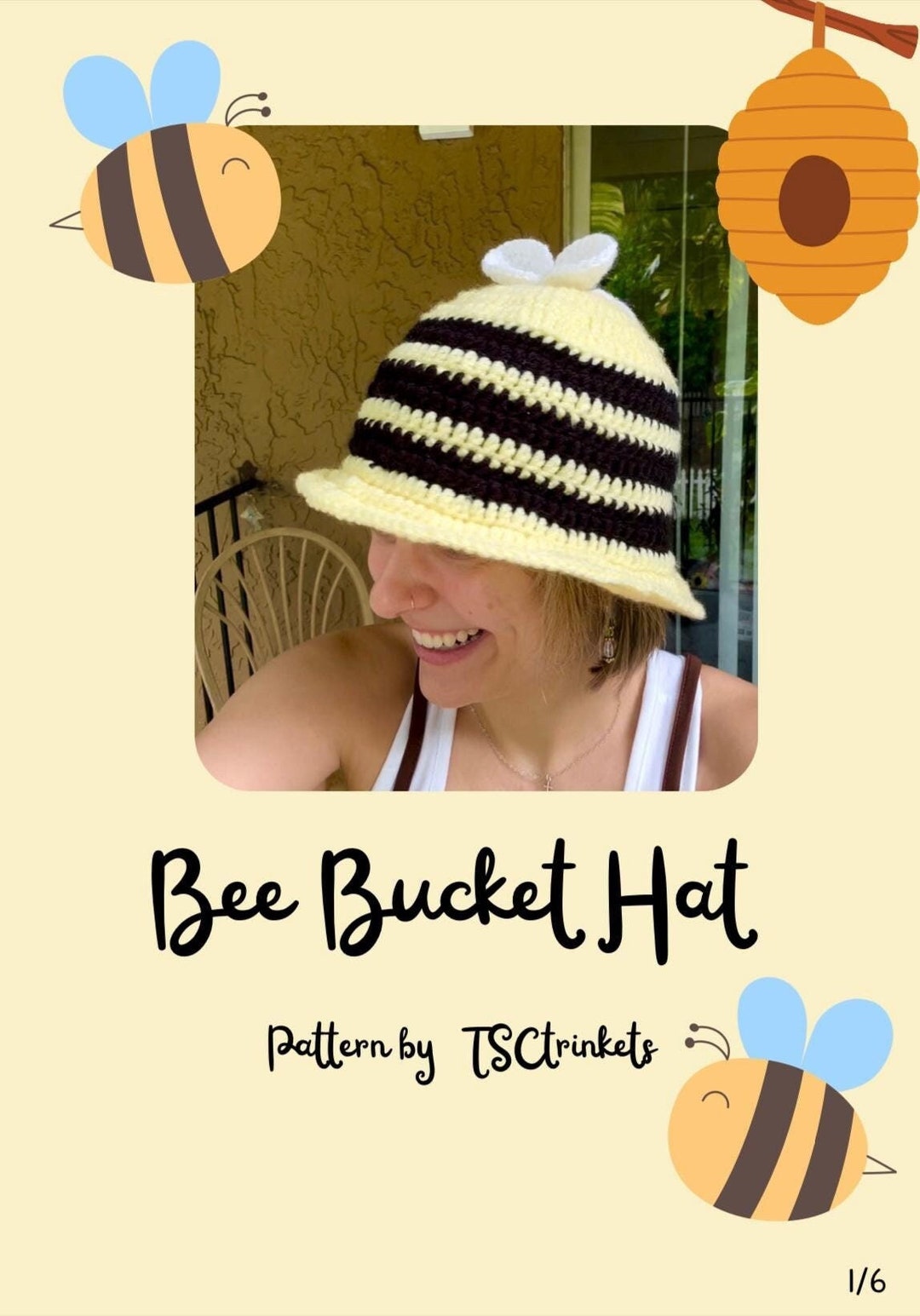 Bee Bucket Hat Crochet Pattern - Etsy