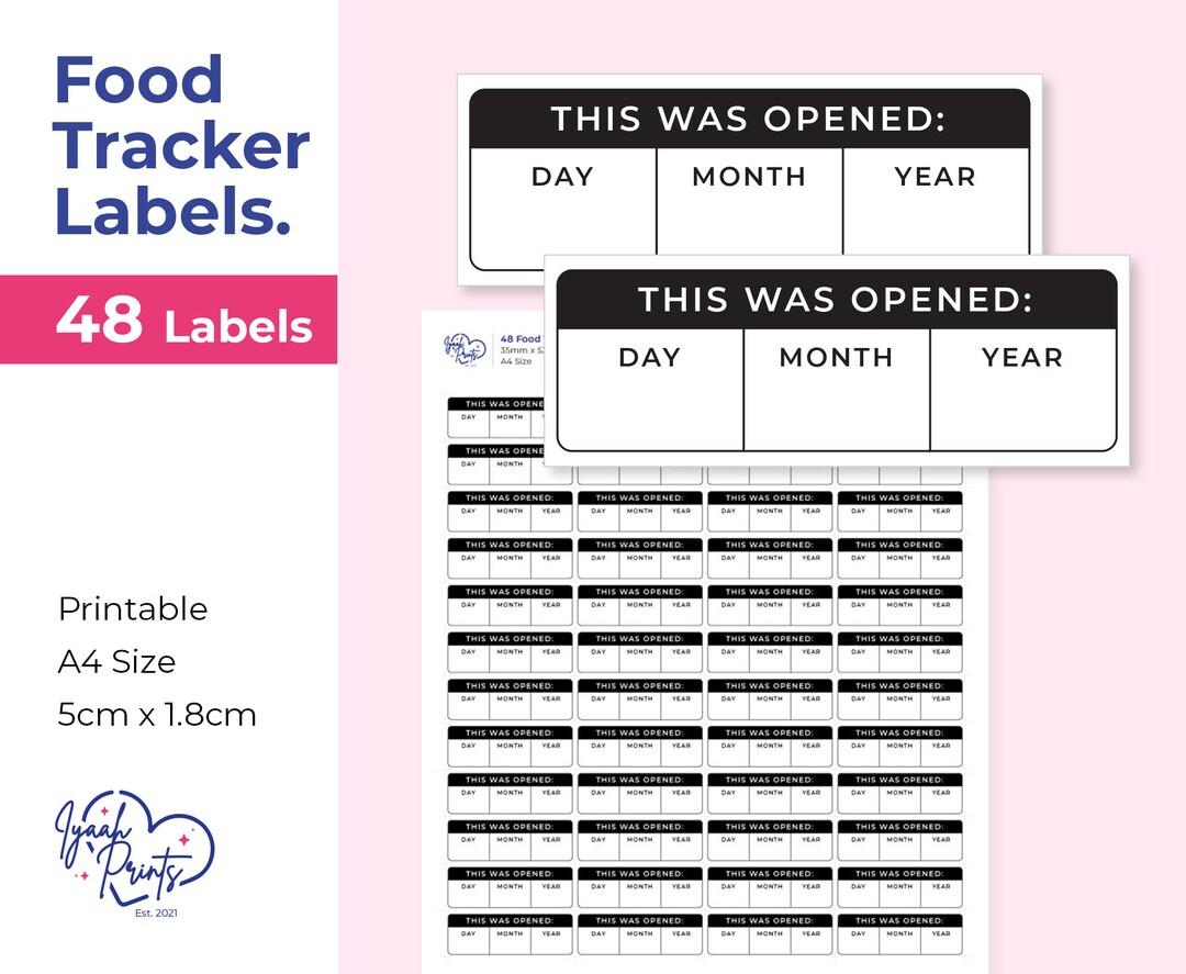 Printable Food Tracker Labels | A4 Size | 48 Labels | PDF Format ...