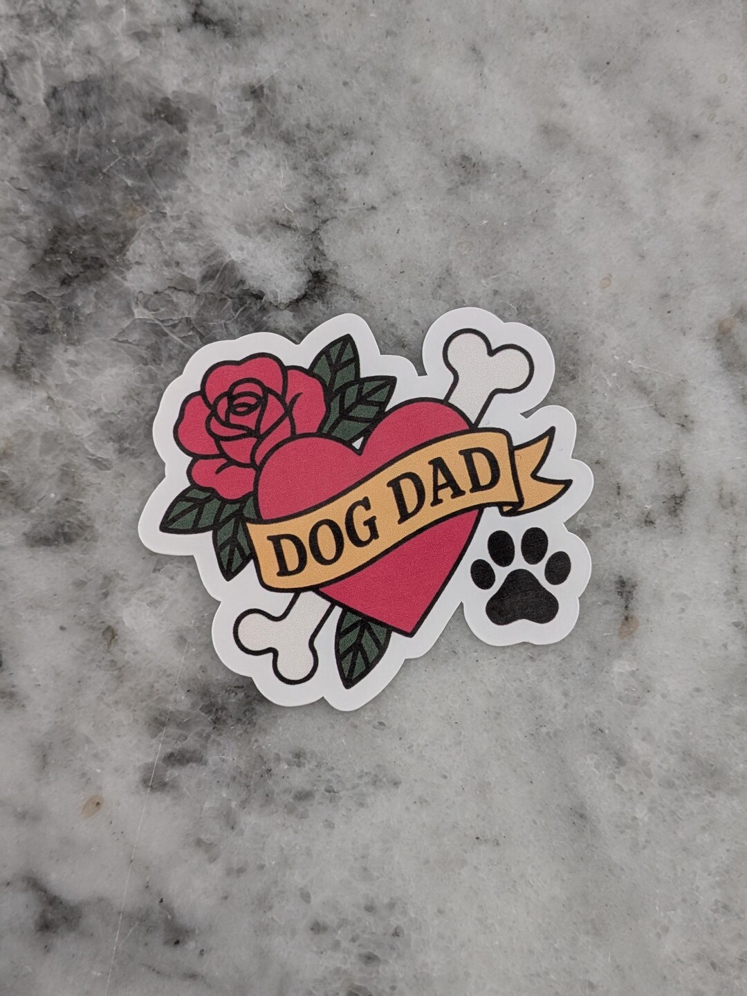 Dog Dad Sticker –waterproof Vinyl Sticker | Heart, Rose, Bone & Paw ...