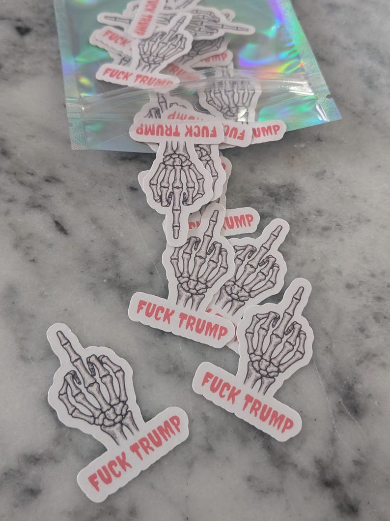 Anti-trump Skeleton Middle Finger Sticker – Waterproof Vinyl Decal (1.5 ...