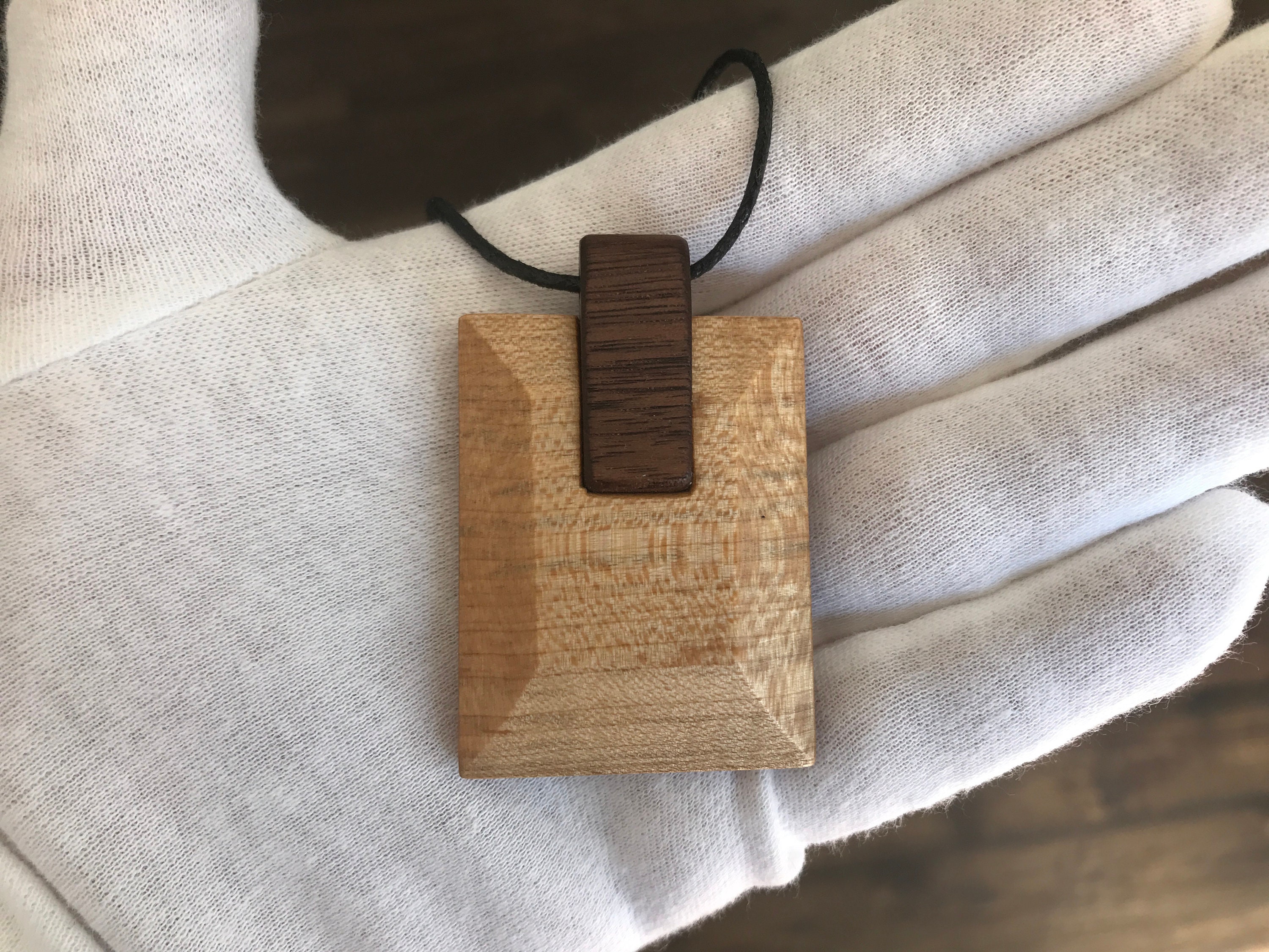 Handmade Pendant of Natural Maple & Walnut Wood With Adjustable Waxed ...