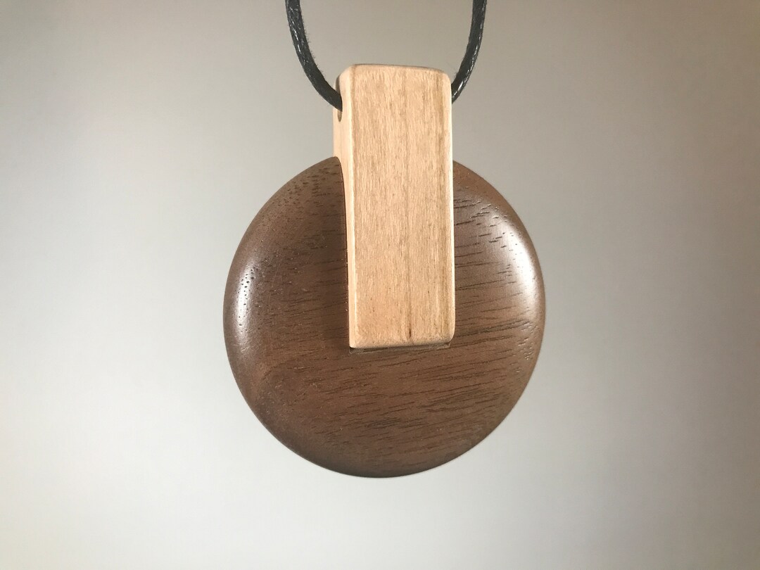 Mandala Pendant – Solid Walnut & Cherry Wood Round Pendant With ...