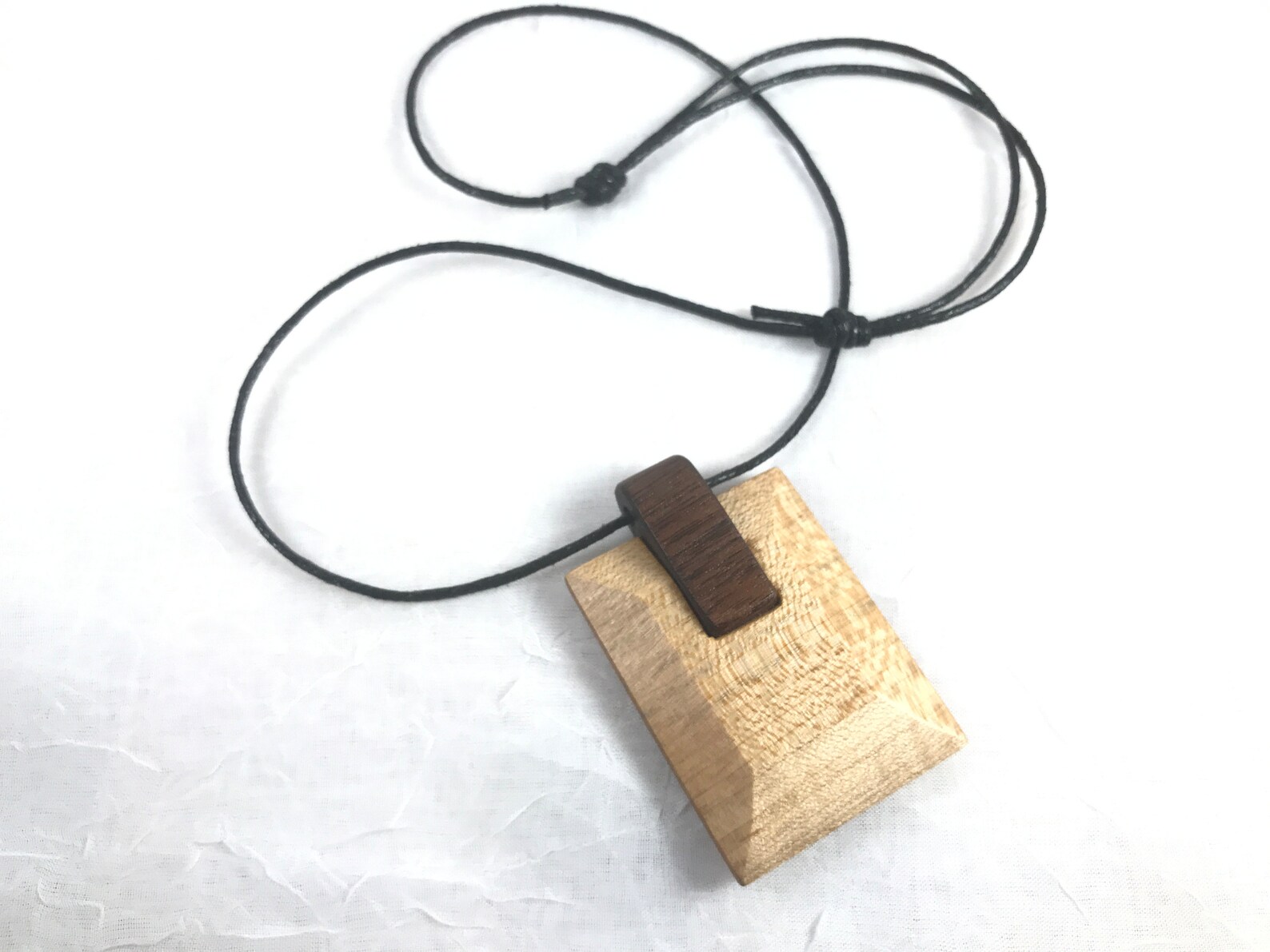 Handmade Pendant of Natural Maple & Walnut Wood With Adjustable Waxed ...