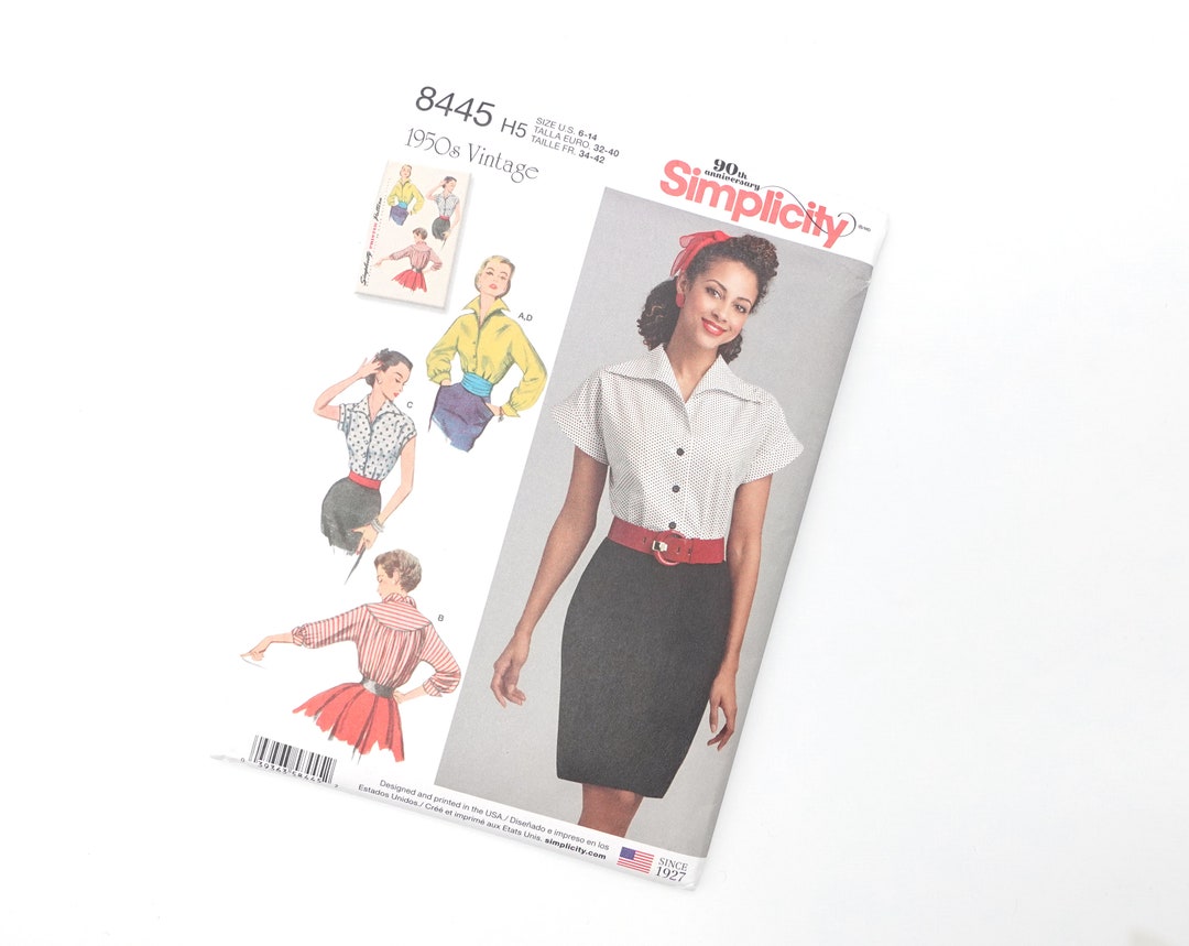 Simplicity Pattern 8445 | Vintage 1950 Sewing Pattern | Shirt Pattern ...