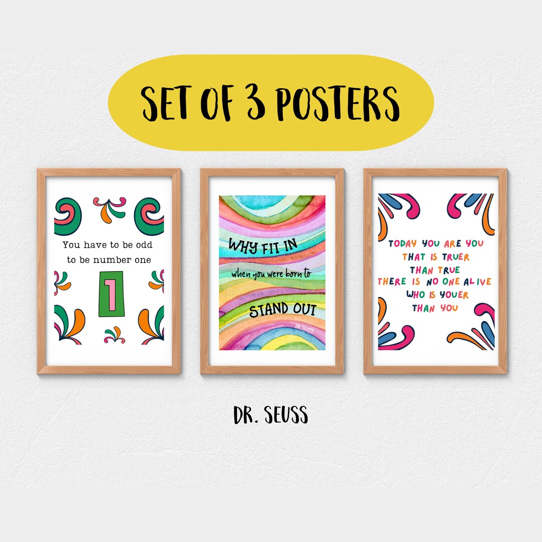 Set of 3 Dr. Seuss Posters Jpeg Digital Downloads Autism Quote Wall Art ...