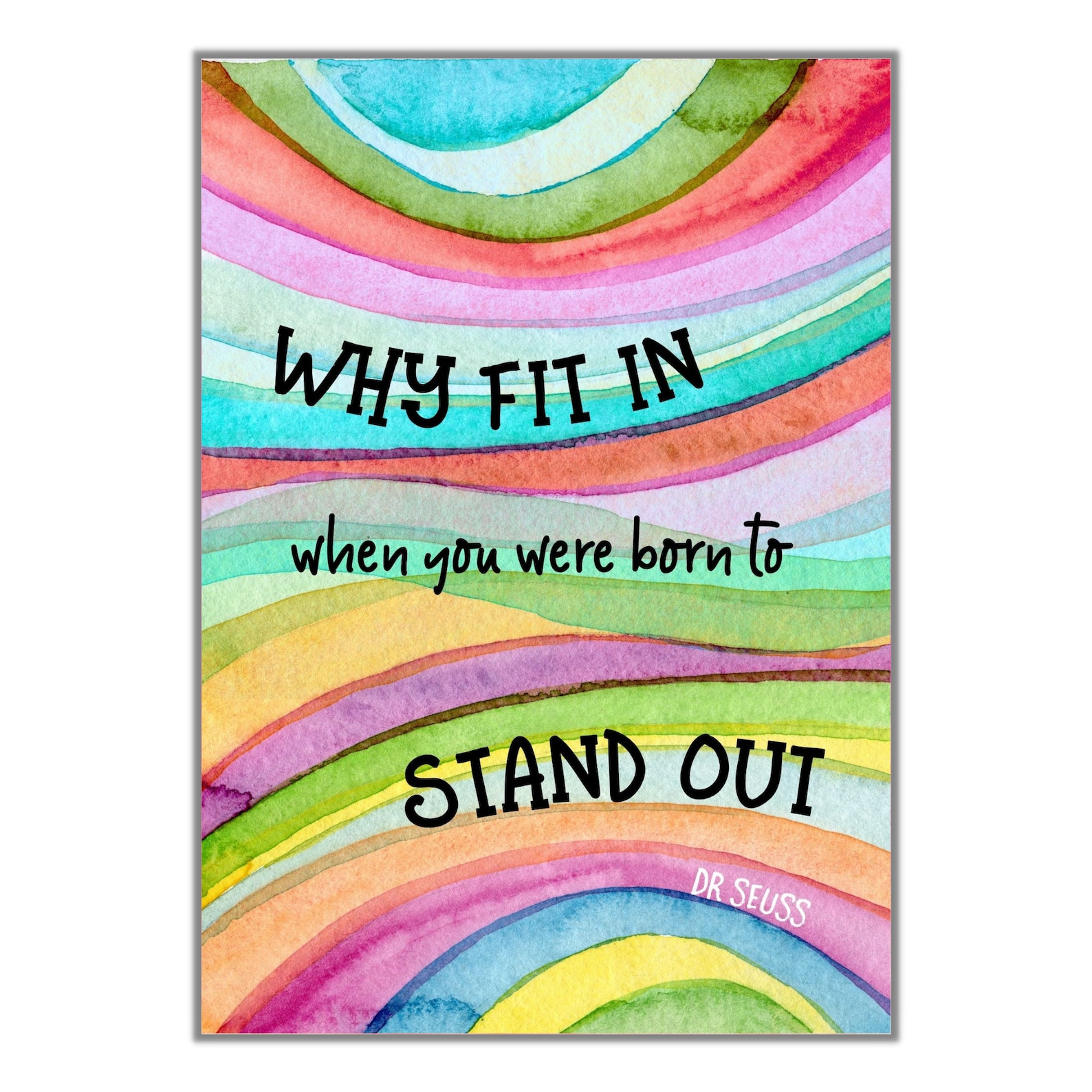 Why Fit in When You Were Born to Stand Out Dr Seuss JPEG - Etsy