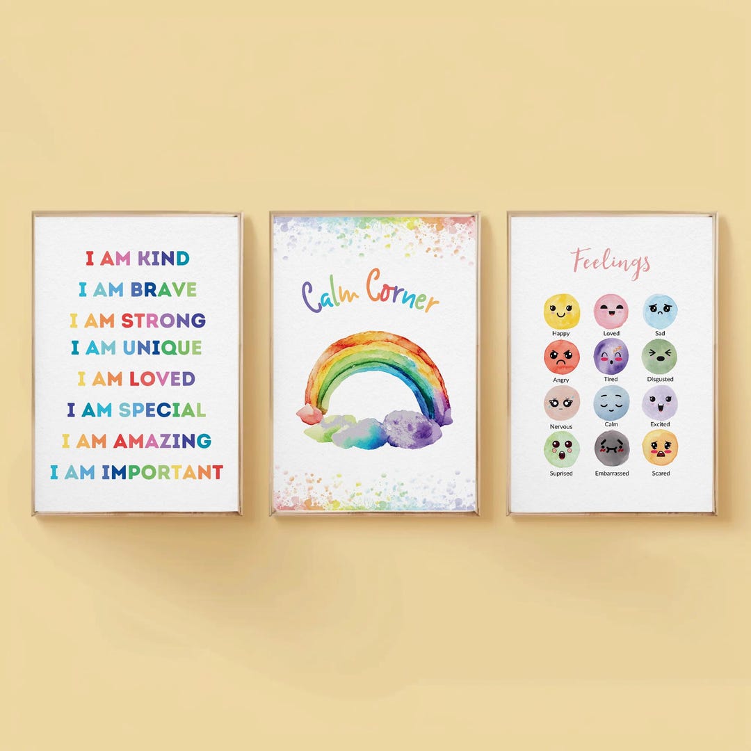 Sensory Classroom Posters Feelings Chart, Calm Corner and I Am Kind ...