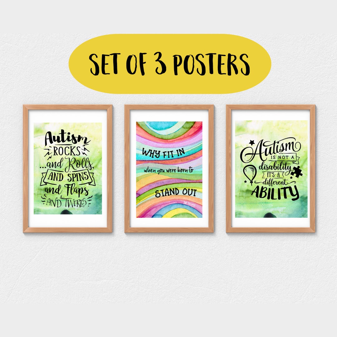 Set of 3 Inspirational Autism Awareness Posters | JPEG Digital ...