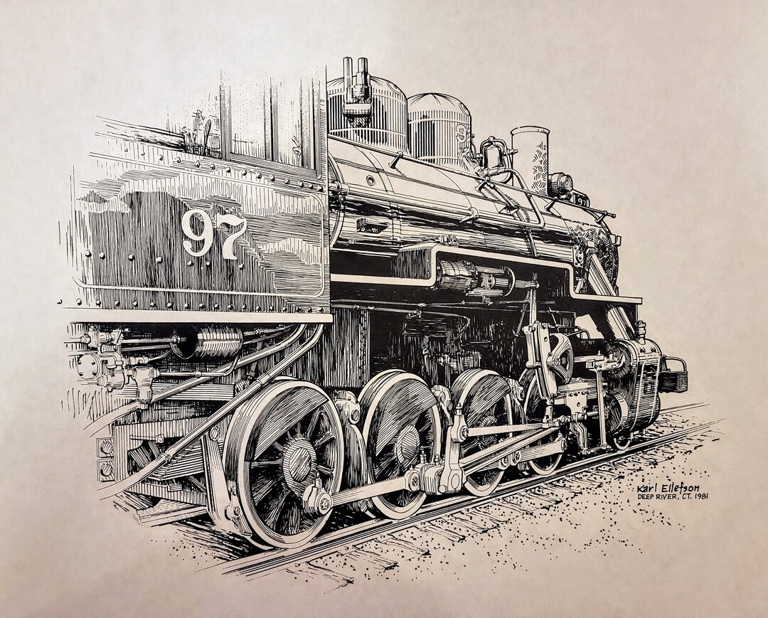 Vintage Lithograph Print of Steam Engine - Etsy