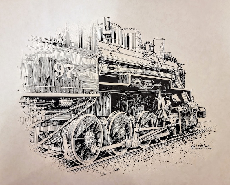 Vintage Lithograph Print of Steam Engine - Etsy
