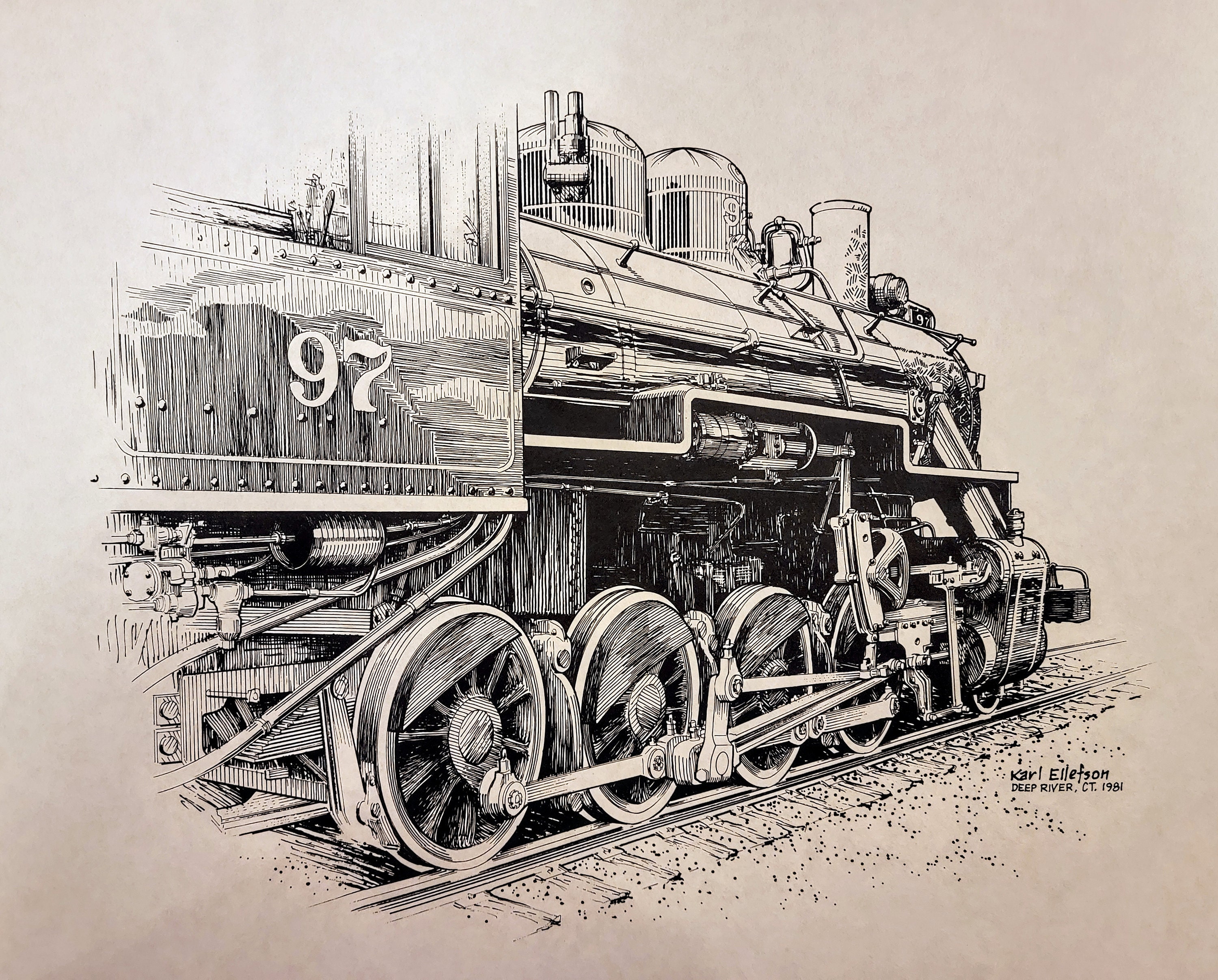 Vintage Lithograph Print of Steam Engine - Etsy