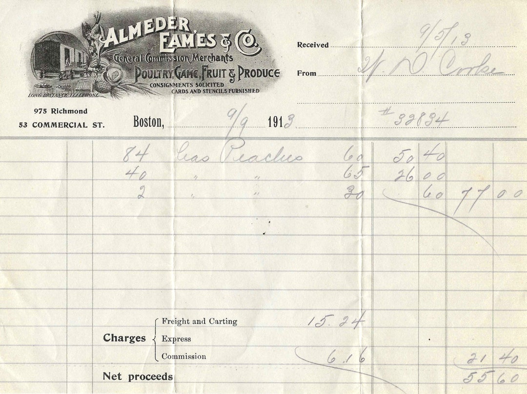 Historical Ephemera: Almeder, Eames & Co. Boston Receipt - Etsy