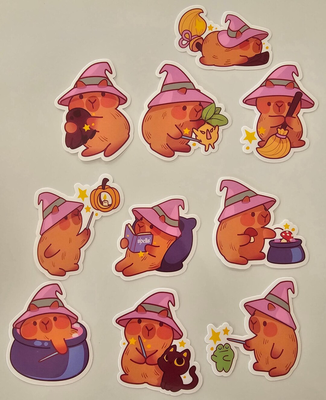 Cute Kawaii Witch/wizard Capybara Stickers Halloween - Etsy