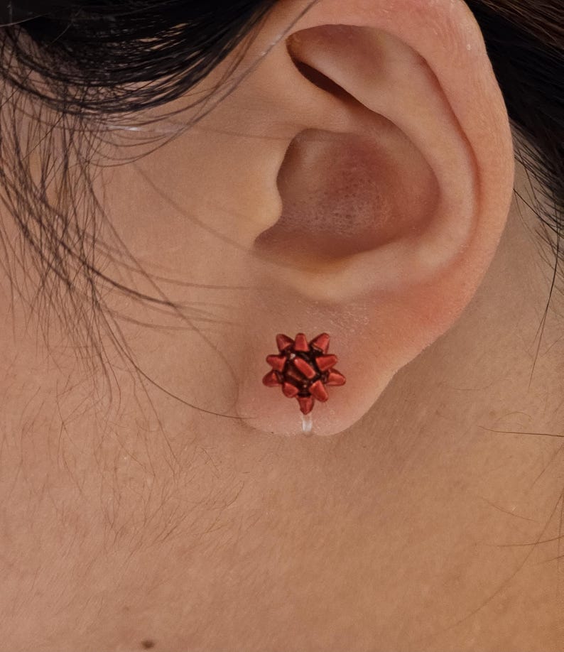 Christmas Bow Stud Invisible Clip on Earrings - Etsy