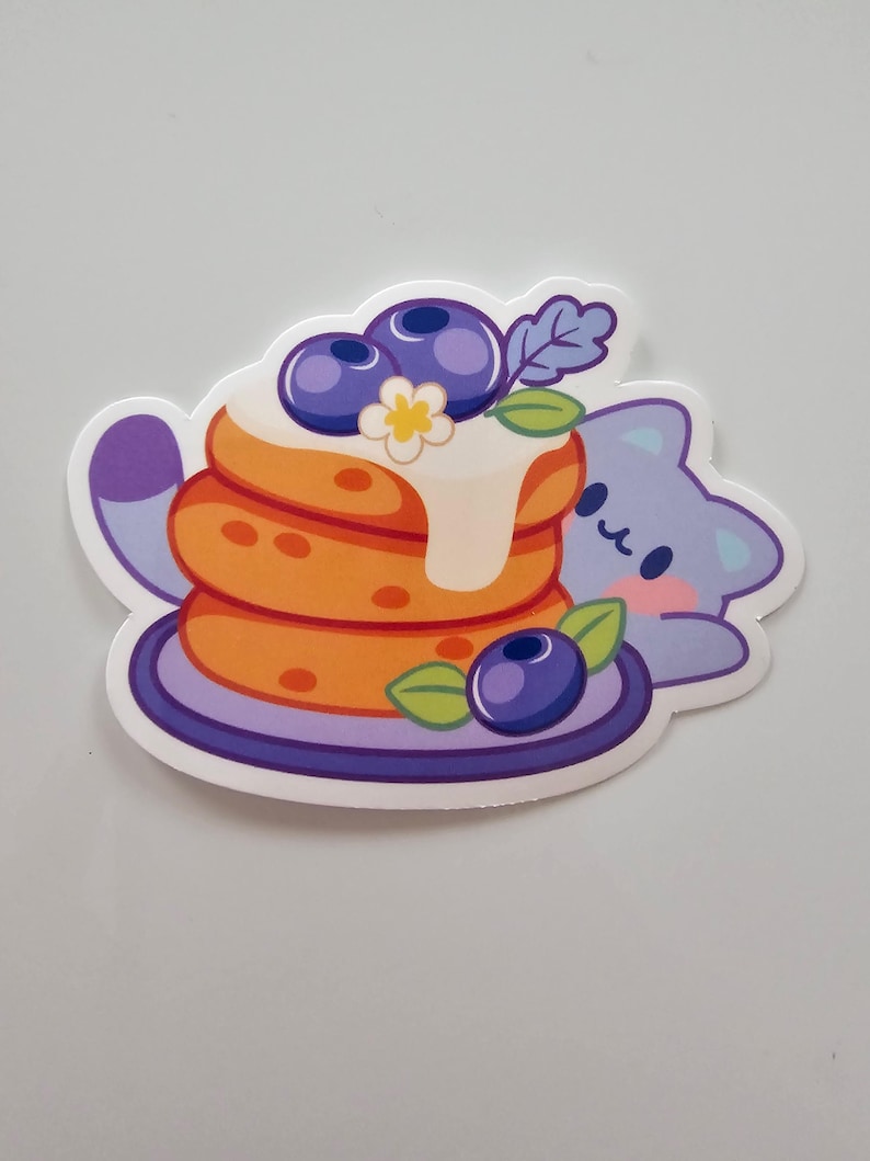 Cute Kawaii Blueberry Cat Bakery Pastry Stickers - Etsy