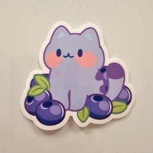Cute Kawaii Blueberry Cat Bakery Pastry Stickers - Etsy