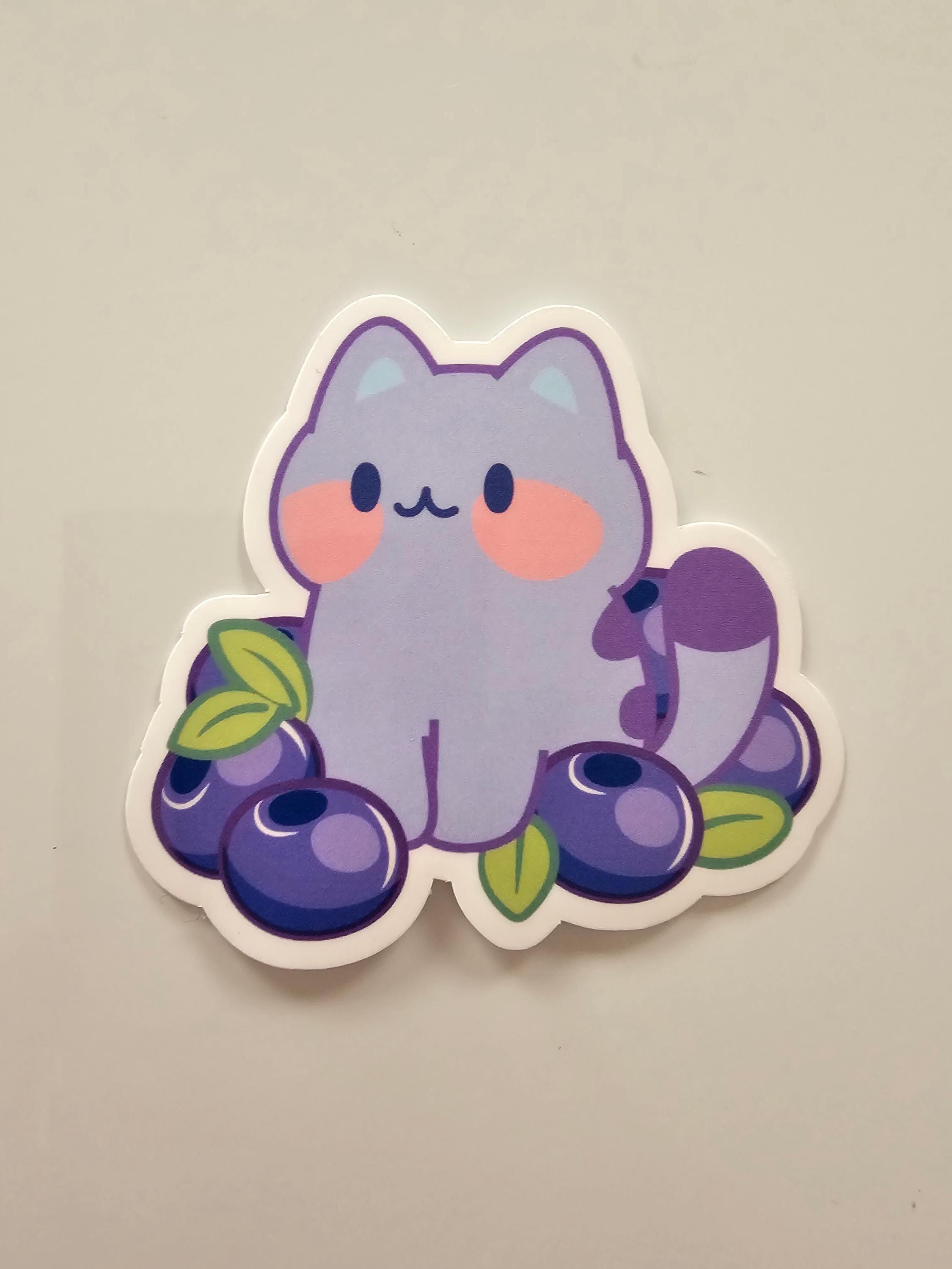 Cute Kawaii Blueberry Cat Bakery Pastry Stickers - Etsy