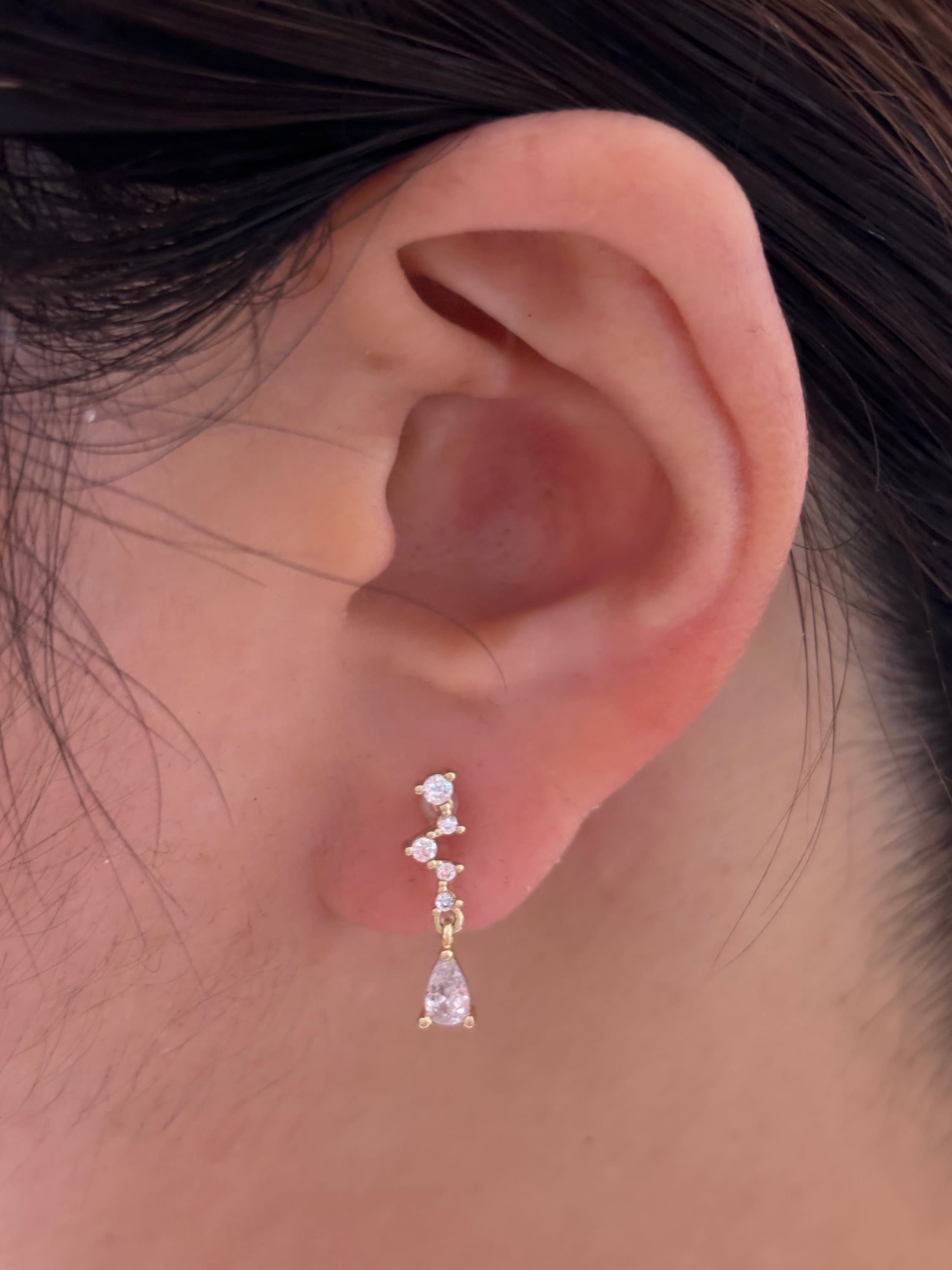 Dainty Long Rhinestone Water Drop Invisible Clip on Earrings - Etsy