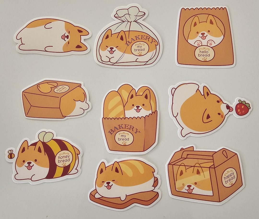 Cute Kawaii Corgi Bread Bakery Stickers - Etsy