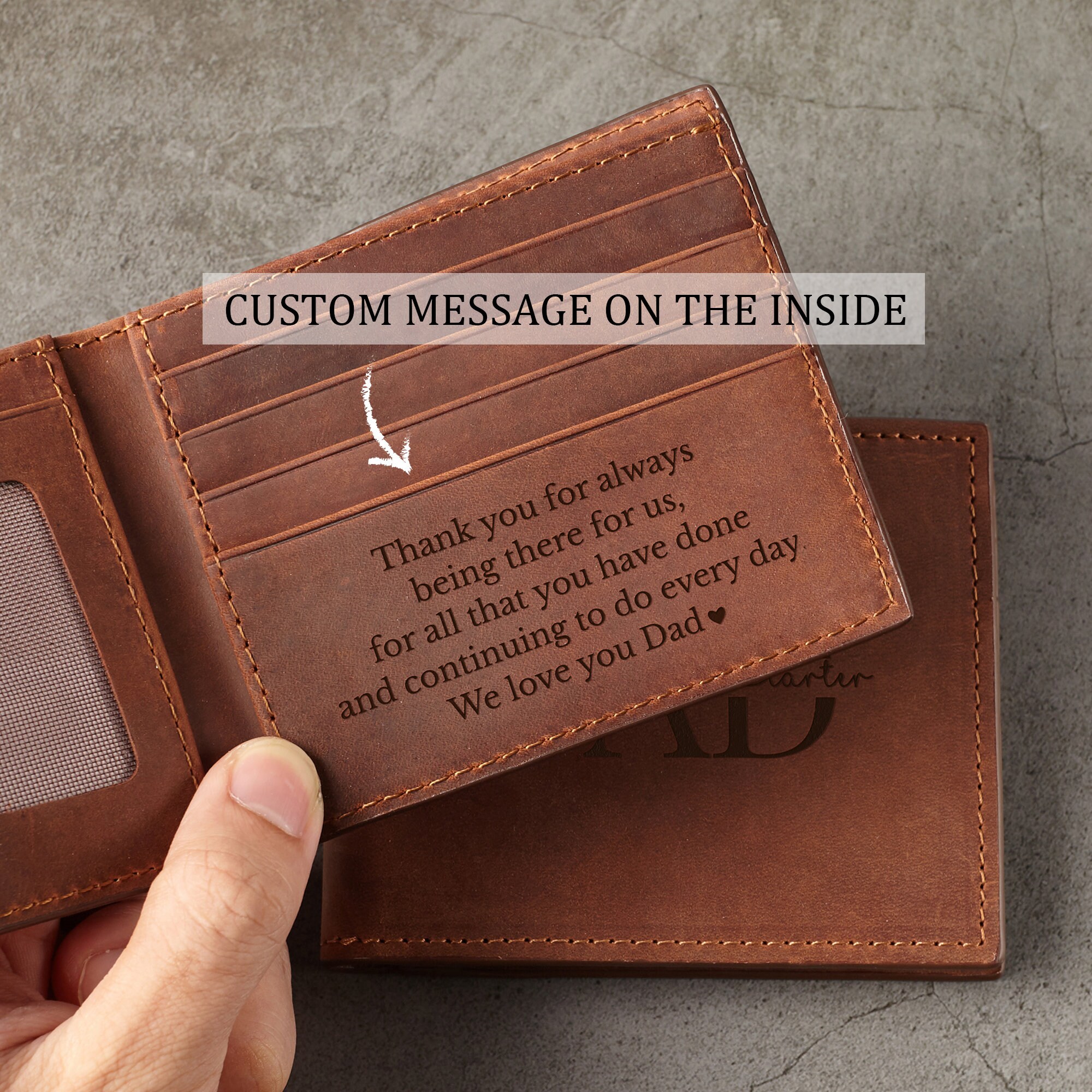 Dad Wallet With Kid Drawing Dad Birthday Gift Personalized - Etsy